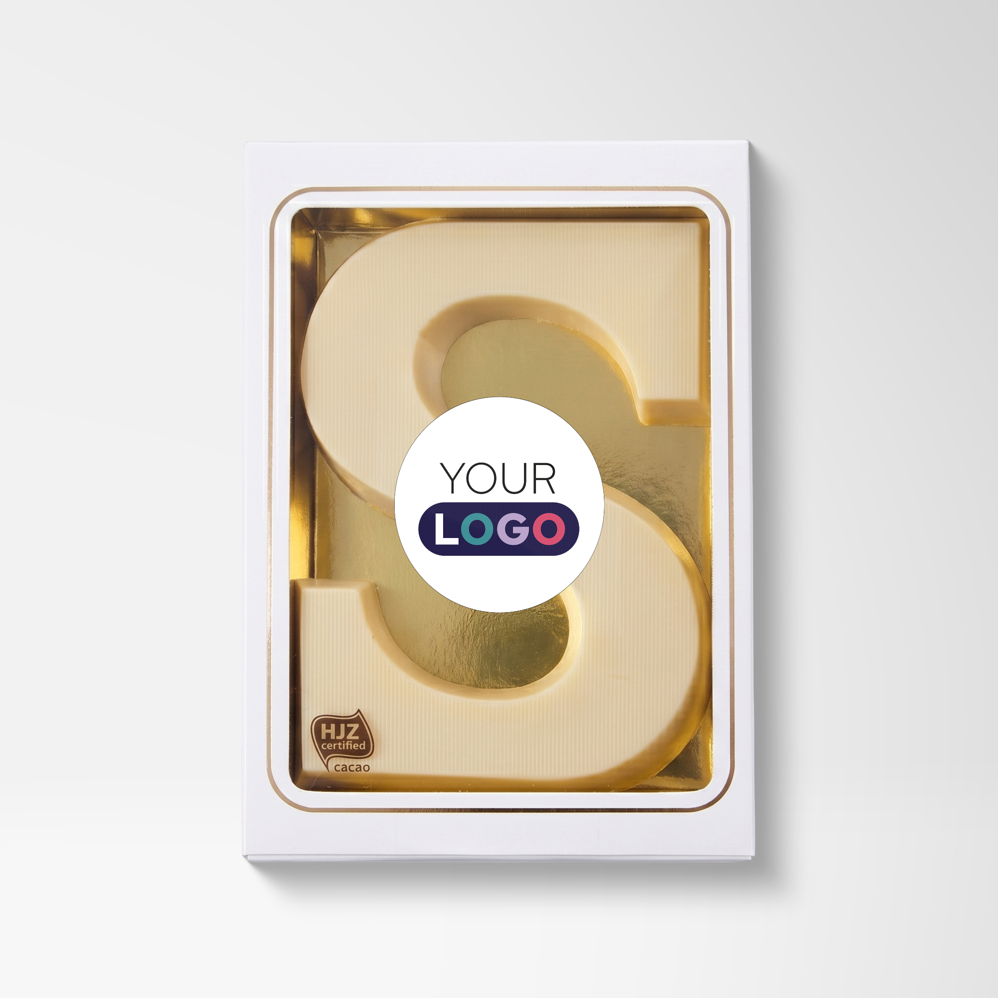 Full colour 150 g witte chocoladeletter S in cadeauverpakking Bedrukken ...