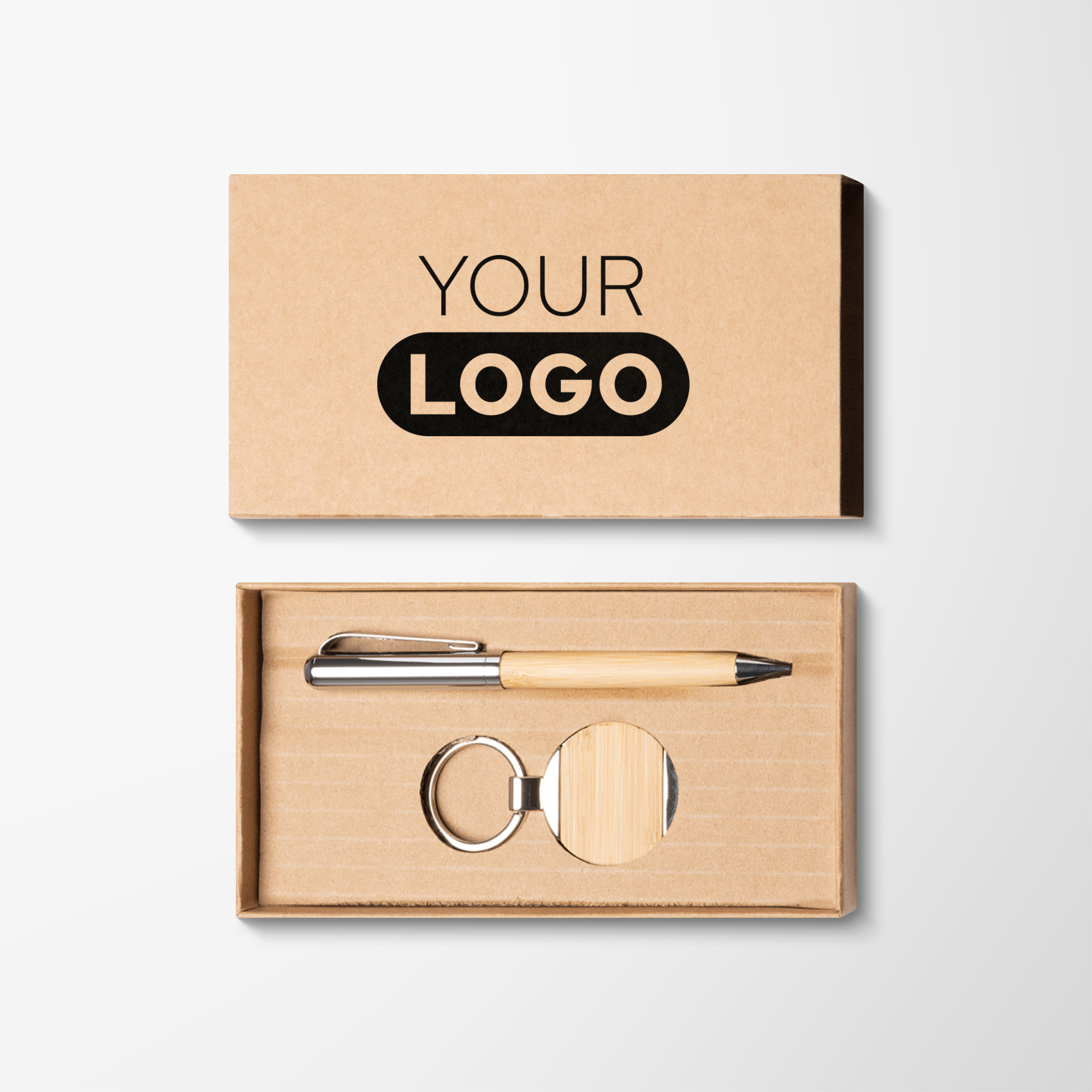Coffret cadeau Paulov avec stylo et porte-clés en bambou Publicitaire ...