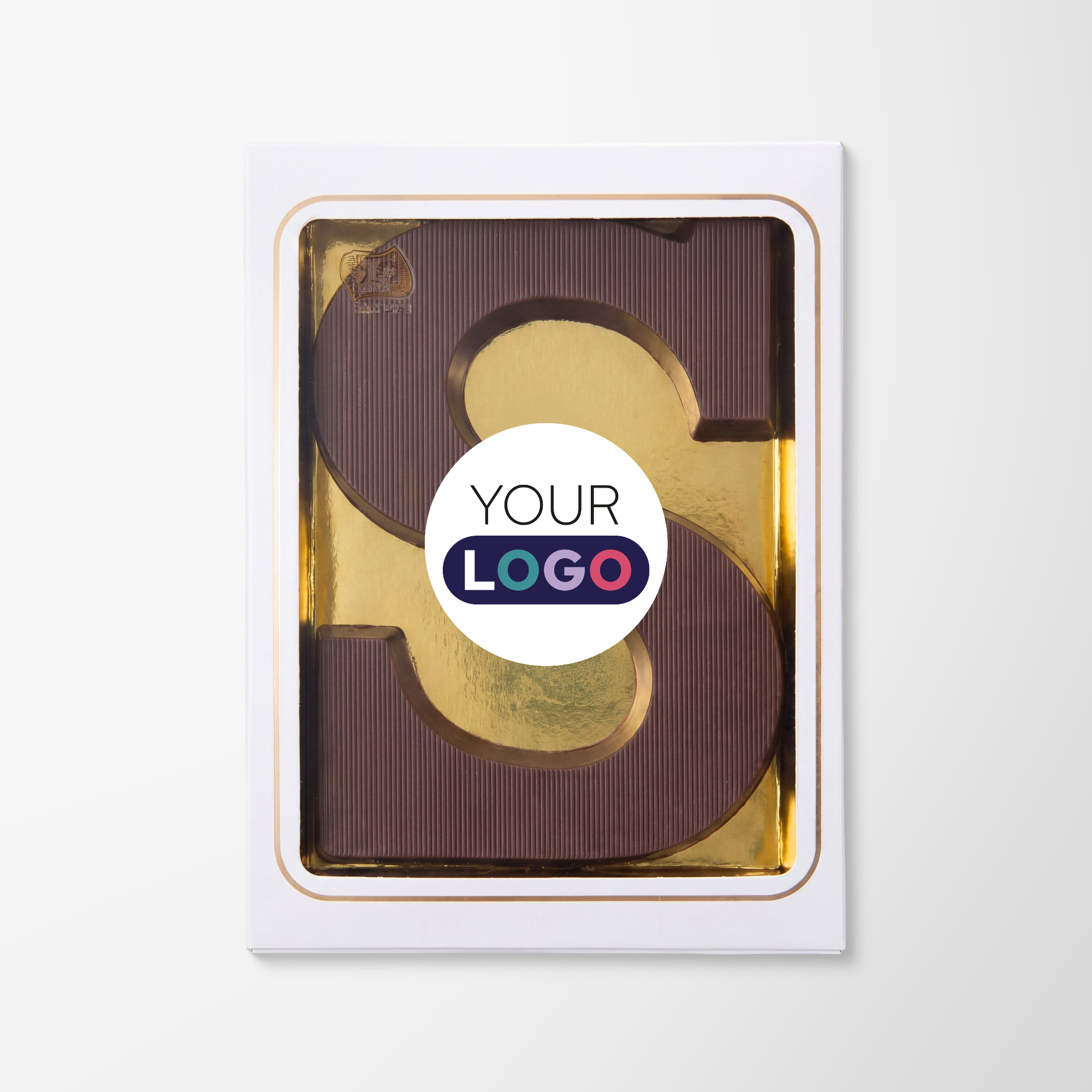 Mörk choklad Saint Nick "S" i presentask 150g med logo | Pens.com